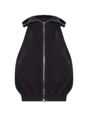 Rick Owens Hooded Sleeveless Zip Front Sweatshirt