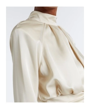 ROTATE BY BIRGER CHRISTENSEN Draped Satin High Neck Top