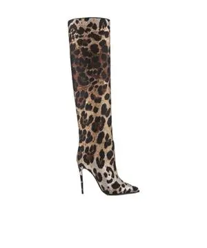 Dolce & Gabbana Dolce Gabbana Leopard-printed Jacquard Boots
