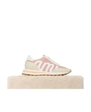 AMI Paris Logo-patch Panelled Sneakers - Nude