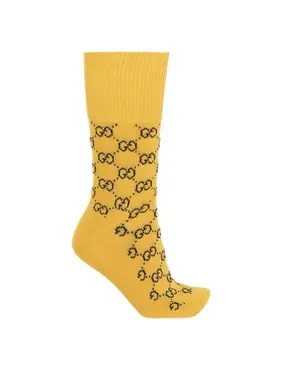 Gucci Monogram Intarsia Knit Socks - Yellow