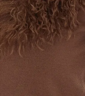 TWINSET Cropped Knit Cardigan With Faux Fur Collar