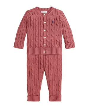 Polo Ralph Lauren Cable-knit Cardigan And Trouser Set