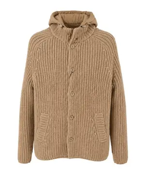 Herno Cable-knit Hooded Cotton Jacket