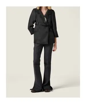 Miu Miu Double Wool Pants With Adjustable Cuffs