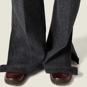 Miu Miu Double Wool Pants With Adjustable Cuffs