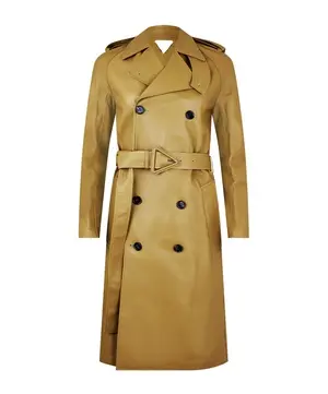 Bottega Veneta Doublebreasted Leather Trench Coat - Brown