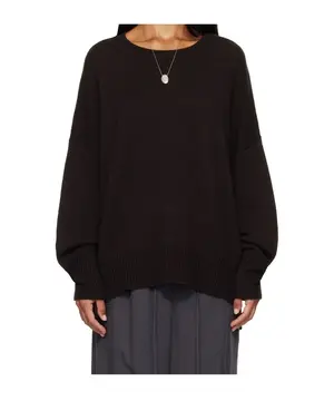 LISA YANG Ribbed Crew Neck Sweater - Brown