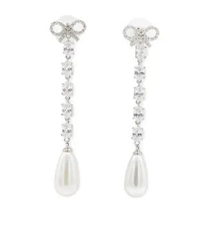 SELF-PORTRAIT Bow Droplet Earrings - White