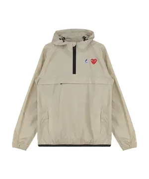 Comme Des Garçons Hooded Logo Printed Windbreaker - Nude