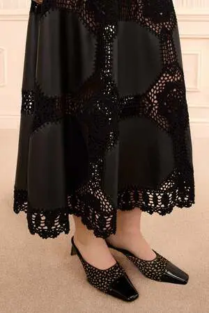 Ulla Johnson Ilana Sleeveless Crochet & Leather Dress