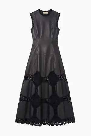 Ulla Johnson Ilana Sleeveless Crochet & Leather Dress