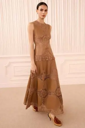 Ulla Johnson Livia Sleeveless Crochet & Leather Top