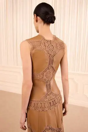 Ulla Johnson Livia Sleeveless Crochet & Leather Top