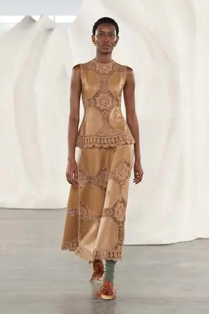 Ulla Johnson Livia Sleeveless Crochet & Leather Top