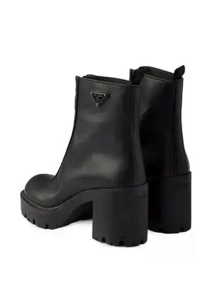 Prada Leather Ankle Boots With Zipper