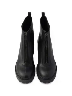Prada Leather Ankle Boots With Zipper