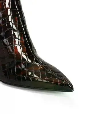FABIO RUSCONI Croc-effect Leather Ankle Boots
