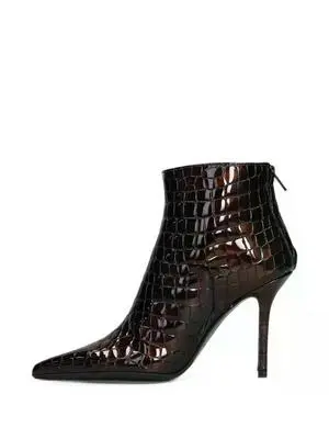FABIO RUSCONI Croc-effect Leather Ankle Boots