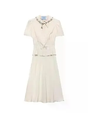 Prada Embroidered Marocain Dress