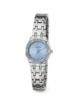 Guess Silver-tone Multi-function Watch With Swarovski Recreated™ Crystals - Blue