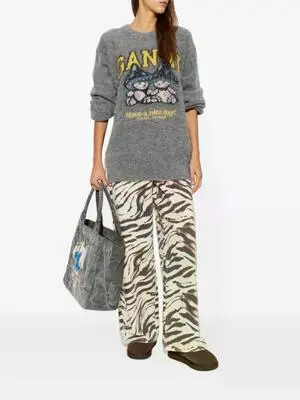 GANNI Logo-intarsia Knitted Sweater
