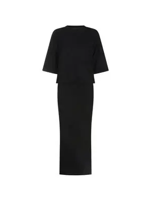 THOM KROM Layered-effect Short-sleeve Maxi Dress - Black
