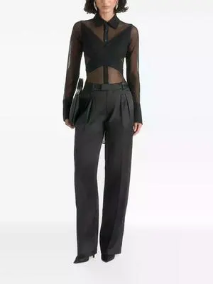 Manière De Voir Sheer Crossover Shirt Bodysuit