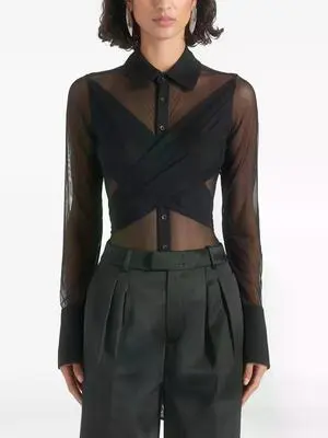Manière De Voir Sheer Crossover Shirt Bodysuit