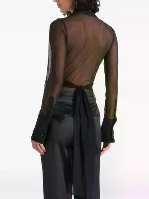 Manière De Voir Sheer Crossover Shirt Bodysuit