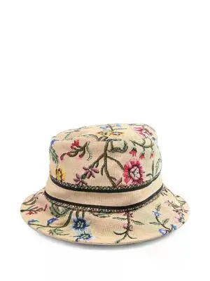 Dior 2010s D-bobby Floral-embroidered Bucket Hat