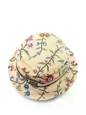 Dior 2010s D-bobby Floral-embroidered Bucket Hat