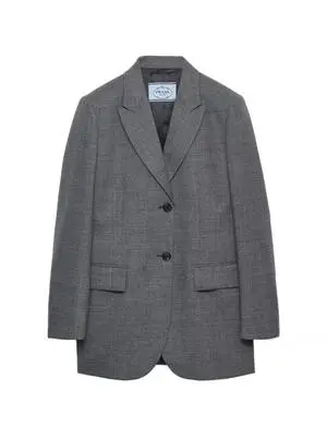 Prada Single-breasted Mélange Hopsack Jacket - Grey