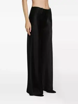 YEHUAFAN Satin Wide-leg Trousers - Black