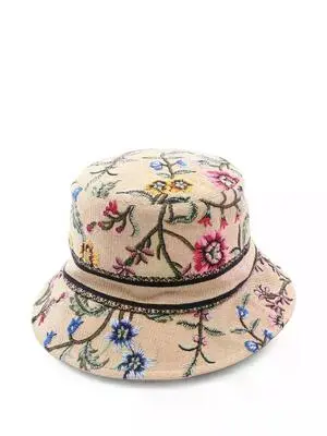 Dior 2010s D-bobby Flower-embroidered Bucket Hat - Neutrals