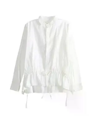 Y’s Drawstring Peplum-hem Shirt - White