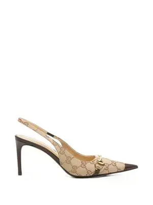 Gucci Donna Horsebit Gg Supreme Slingback Pumps