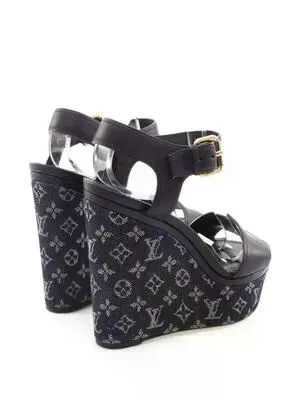 LOUIS VUITTON 2017 Monogram Wedge Sandals
