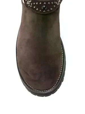 SECOND / LAYER Buckled Studded Boots - Brown