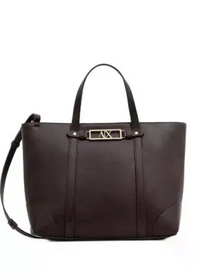 Armani Exchange Logo Plaque Grained Leather Handbag