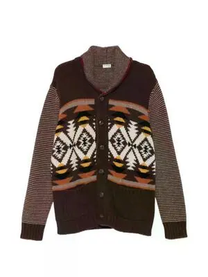FAY Geometric Pattern Shawl Collar Cardigan