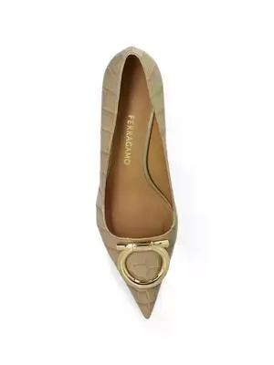 FERRAGAMO Gancini Croc-effect Pumps
