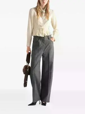 Prada Silk Marocain Shirt With Embellished Scarf