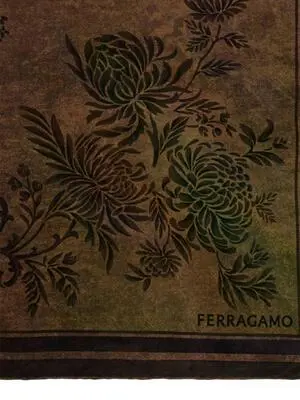FERRAGAMO Floral-print Silk Scarf - Brown