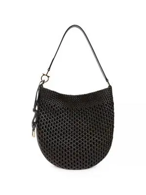 FERRAGAMO Hobo Smile Woven Leather Shoulder Bag