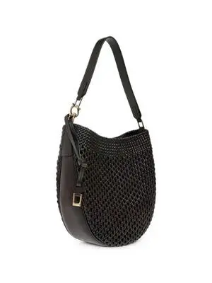FERRAGAMO Hobo Smile Woven Leather Shoulder Bag