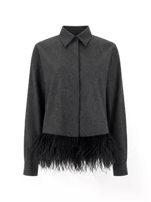 Fabiana Filippi Feather-trimmed Shirt - Grey