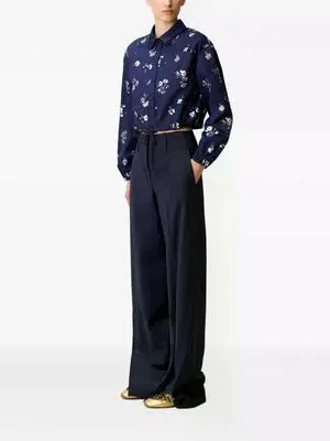 Claudie Pierlot Floral-embroidered Sequinned Cropped Shirt