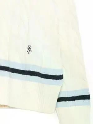 SPORTY & RICH Cable-knit V-neck Sweater