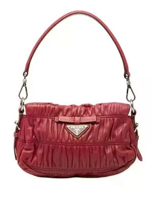Prada 2013-2026 Mini Nappa Gaufre Bow Shoulder Bag - Red